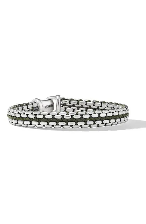David Yurman Sterling Silver Woven Box Chain Bracelet - Green/ Sterling Silver