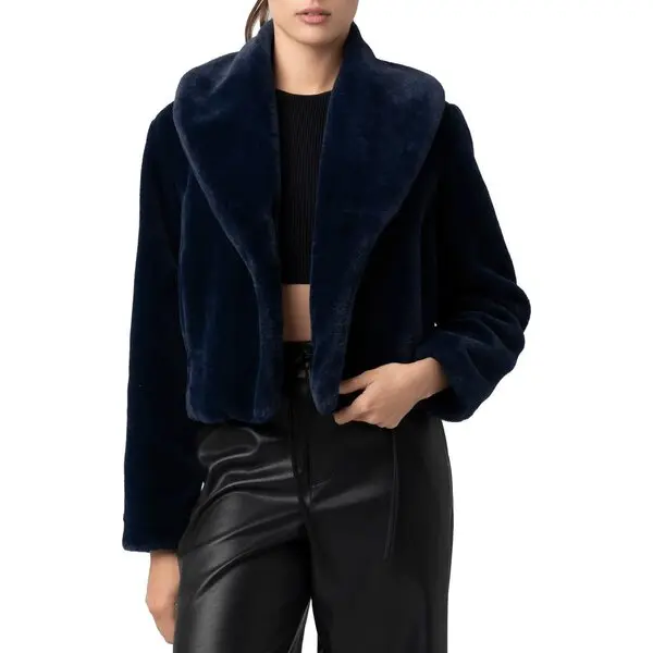 Blanknyc Shawl Collar Faux Fur Jacket - Frost Bite