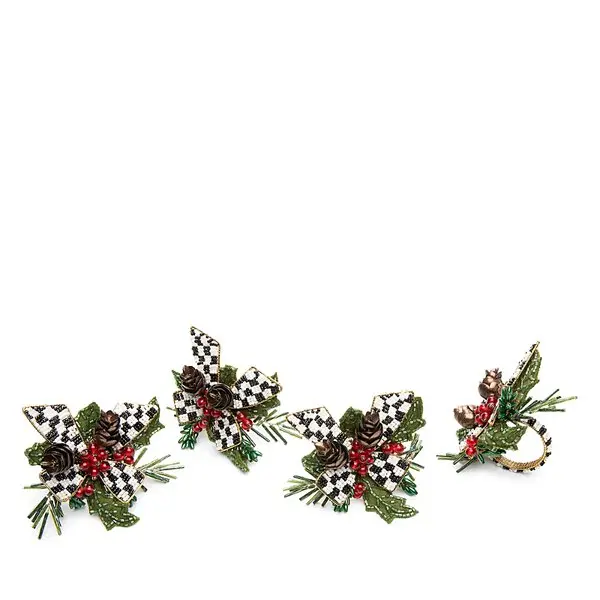 MACKENZIE-CHILDS Holly Holiday Napkin Rings, Set Of 4 - Multi