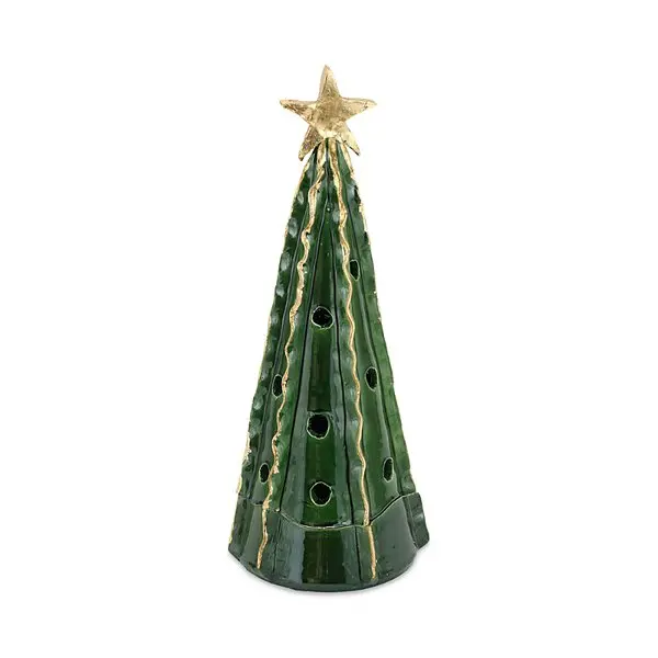 VIETRI Foresta Large Tree With Ribbon & Gold Star - Green
