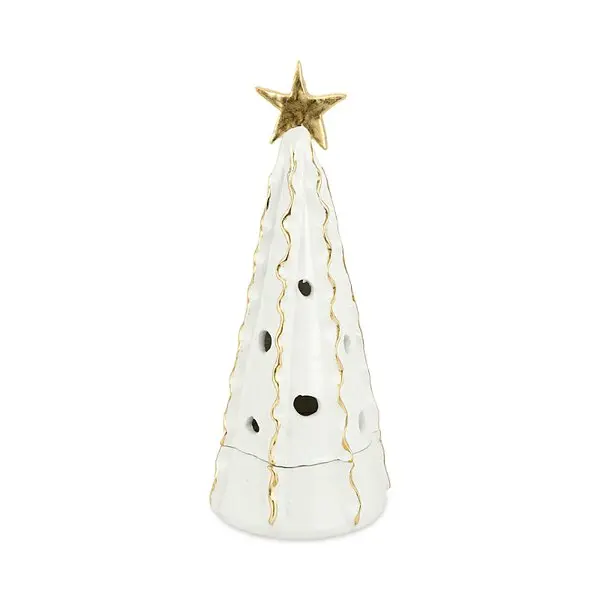 VIETRI Foresta Large Tree With Ribbon & Gold Star - White