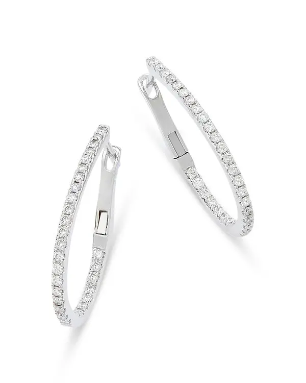 Bloomingdale'S 14k Gold Diamond Oval Hoop Earrings, 0.75 Tcw - White