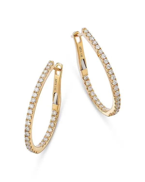Bloomingdale'S Diamond Inside Out Oval Hoop Earrings - Gold