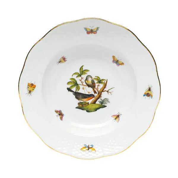 HEREND Rothschild Bird Rimmed Soup Bowl, Motif #2 - Multi-color