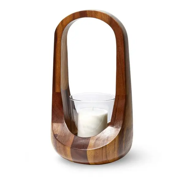 NAMBE 15 Acacia Wood Hurricane Lantern