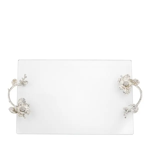 OLIVIA RIEGEL Botanica Glass Tray - Silver