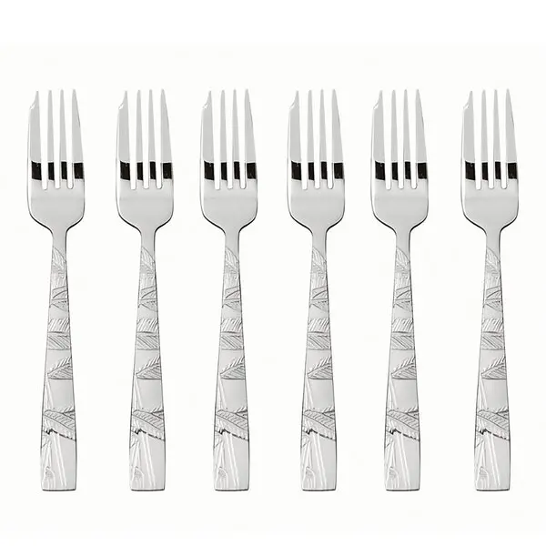 SAMBONET Jungle Abstract Foliage Cake Forks, Set Of 6 - Silver