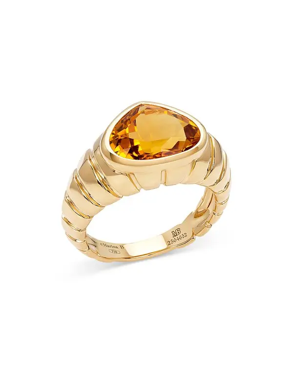 Marina B 18k Yellow Gold Citrine Pear Ring - Orange/gold