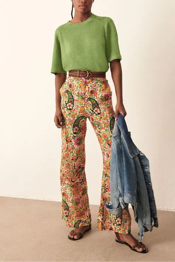 Ba&sh Byron Print Bell-bottom Pants