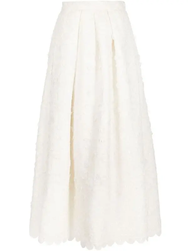 Sachin & Babi Pyaar Floral-appliqué Full Skirt - White