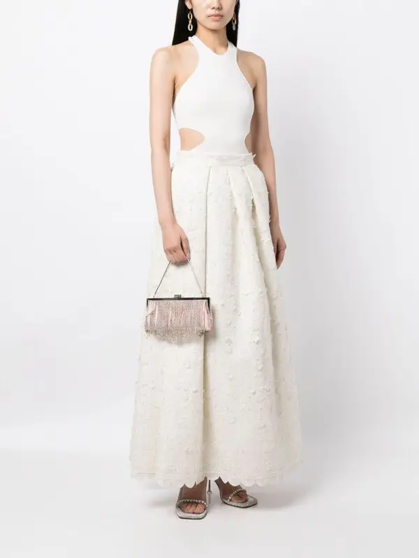Sachin & Babi Pyaar Floral-appliqué Full Skirt - White