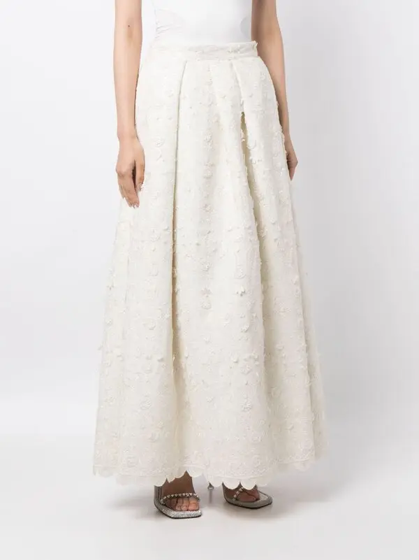 Sachin & Babi Pyaar Floral-appliqué Full Skirt - White