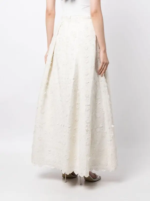 Sachin & Babi Pyaar Floral-appliqué Full Skirt - White