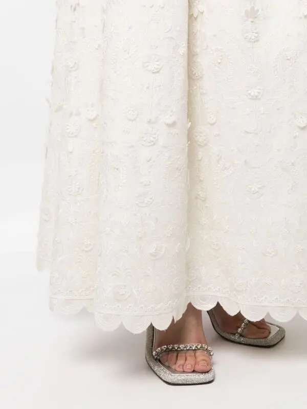 Sachin & Babi Pyaar Floral-appliqué Full Skirt - White