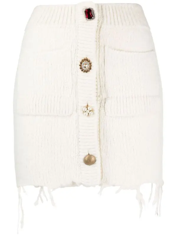 Vetements Rhinestone-embellished Knitted Miniskirt - White