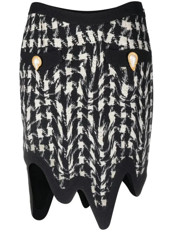 Moschino Asymmetric Wool Miniskirt - Black