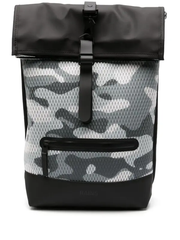 Rains Camouflage-print Textured Backpack - Black