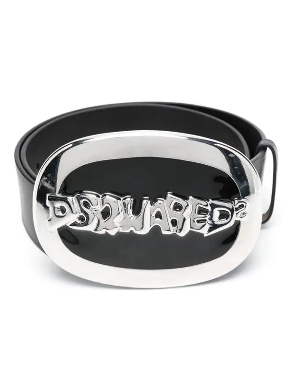 Dsquared2 Logo Buckle Leather Belt - Black