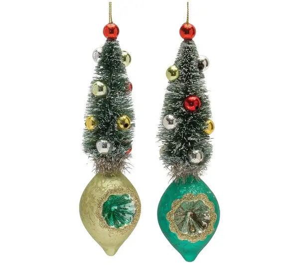 MELROSE Pine Tree Reflector Drop Ornament - One-color