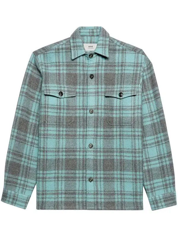 Ami Maxi Checked Overshirt - Blue