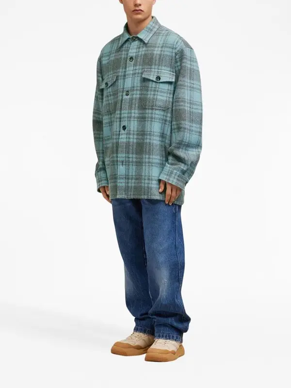 Ami Maxi Checked Overshirt - Blue