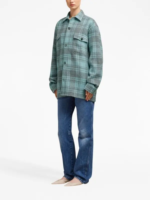 Ami Maxi Checked Overshirt - Blue