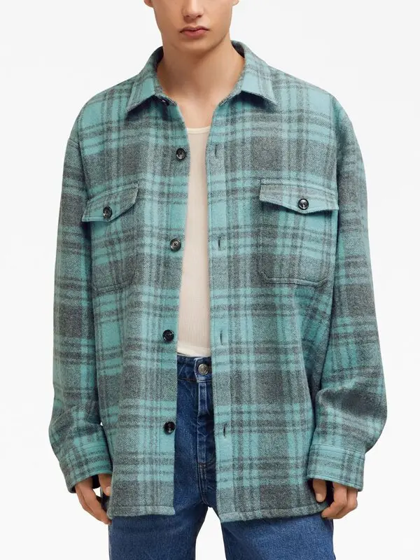 Ami Maxi Checked Overshirt - Blue