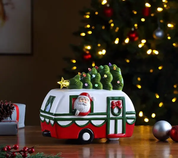 MR. CHRISTMAS 10' Nostalgic Ceramic Camper Sant