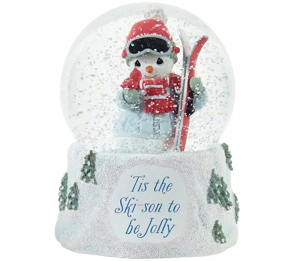 PRECIOUS MOMENTS Annual Snowman Musical Snow Gl Obe - One-color