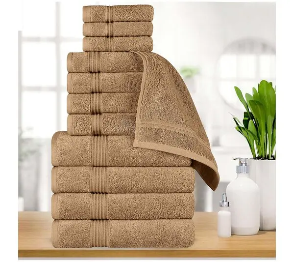 SUPERIOR Egyptian Cotton Highly Absorbent 12-pc Soft Towel Se - One-color