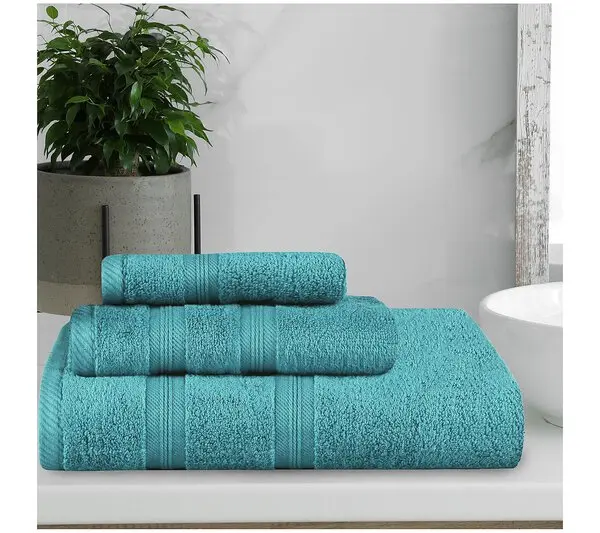 SUPERIOR Smart Dry Zero Twist Cotton 3-pc Plush Towel Set - One-color