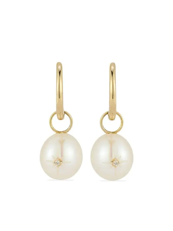 Mateo 14kt Yellow Pearl And Diamond Earrings - Gold