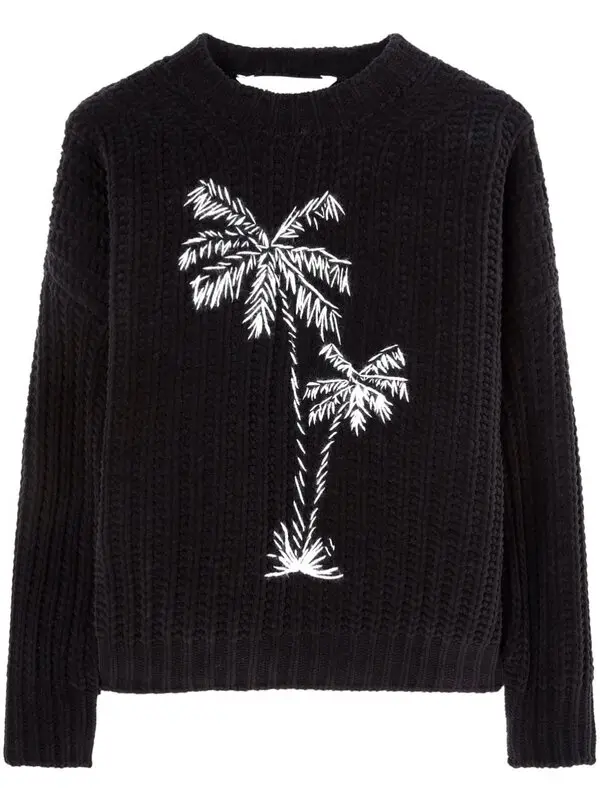 Palm Angels Palms-embroidered Chenille Jumper - Black