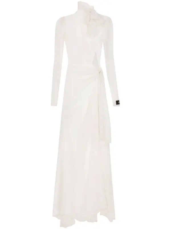 Dolce & Gabbana Sheer Silk Maxi Dress - White