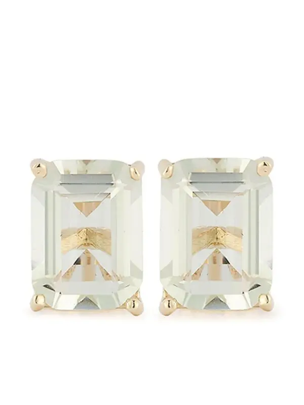Mateo 14kt Yellow Green Amethyst Stud Earrings - Gold