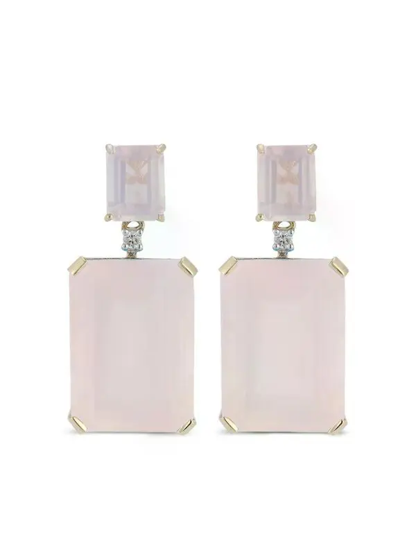 Mateo Rose Quartz And Diamond Drop Earrings - Gold
