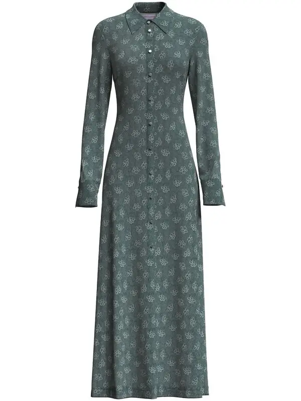 MARGHERITA MACCAPANI Andre Monogram-jacquard Maxi Shirtdress - Green