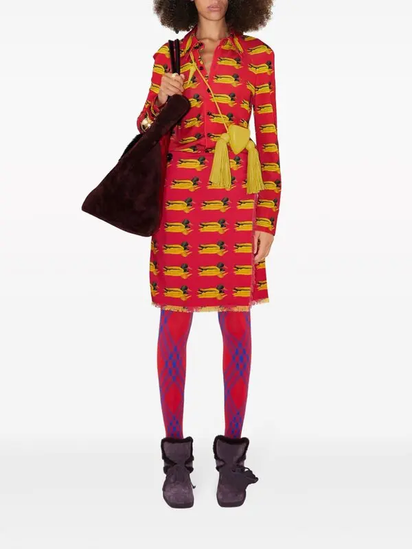 Burberry Duck-print Wool Miniskirt - Red