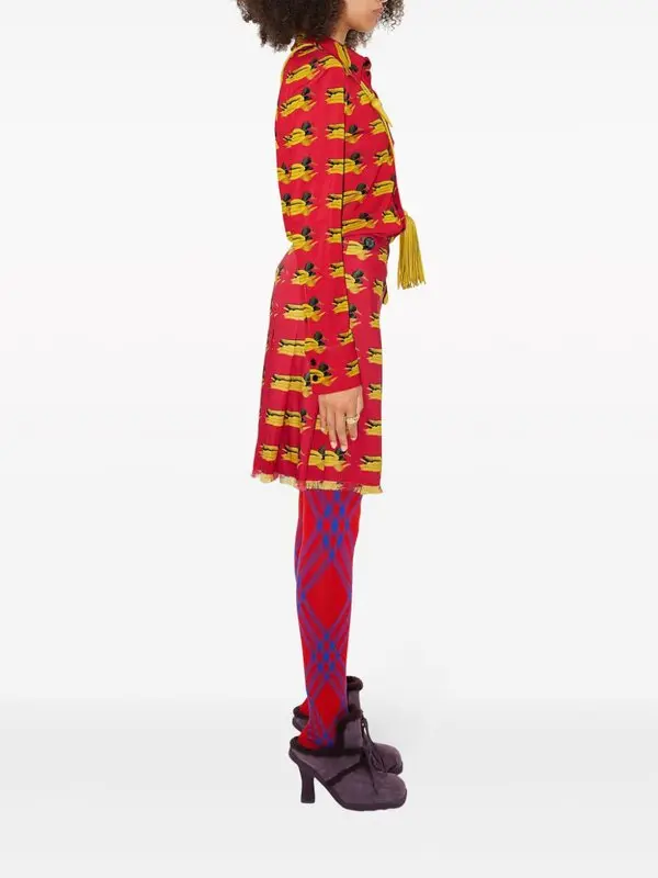 Burberry Duck-print Wool Miniskirt - Red