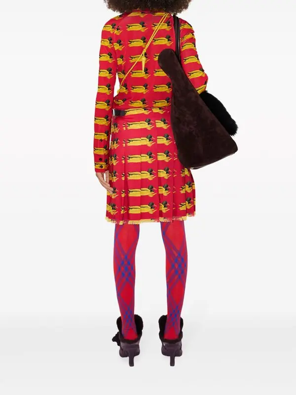 Burberry Duck-print Wool Miniskirt - Red