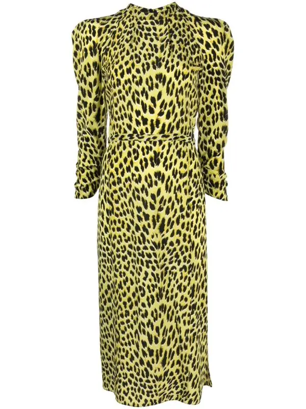 Zadig&Voltaire Racyl Leopard-print Silk Midi Dress - Yellow