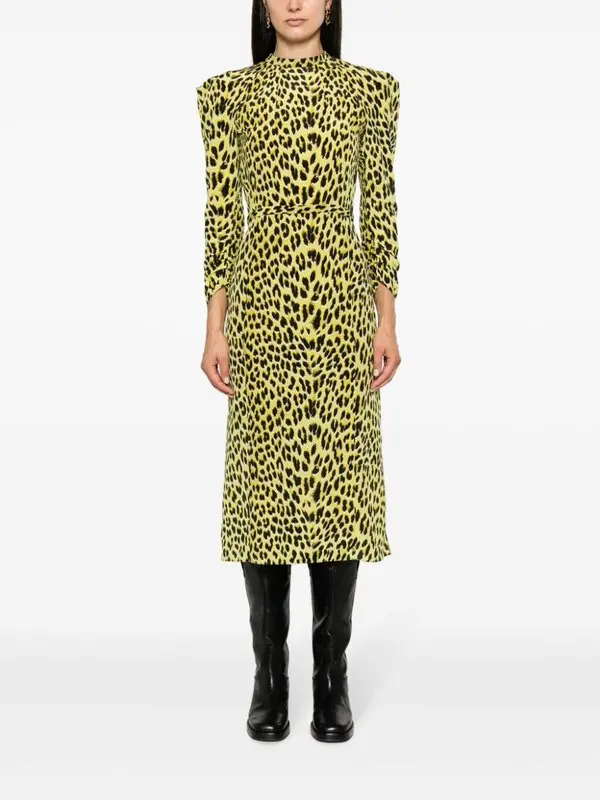 Zadig&Voltaire Racyl Leopard-print Silk Midi Dress - Yellow