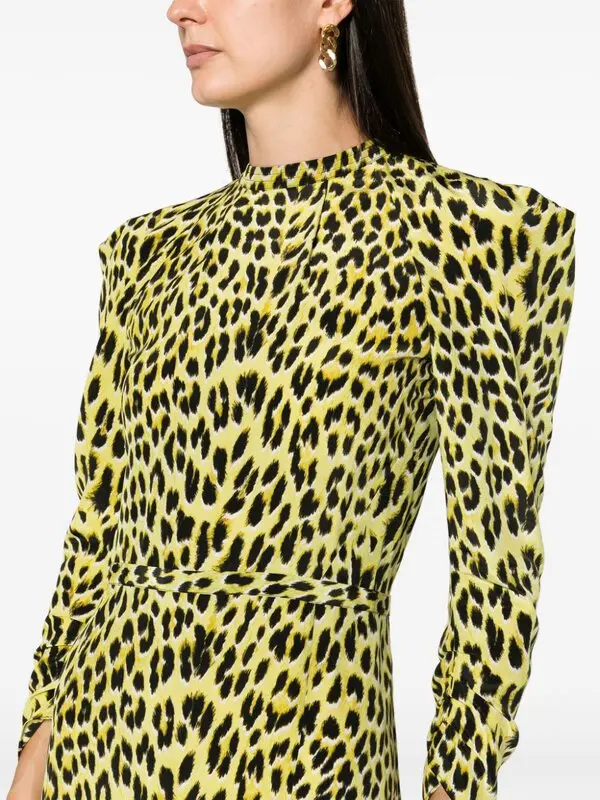 Zadig&Voltaire Racyl Leopard-print Silk Midi Dress - Yellow