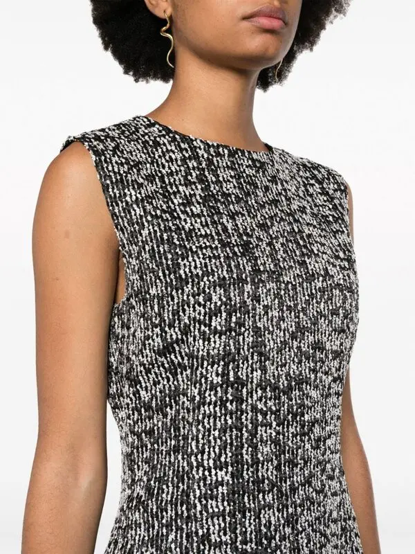 LANVIN Sleeveless Tweed Midi Dress