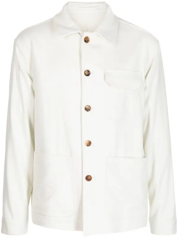 LARDINI Buttoned Cotton Shirt Jacket - White