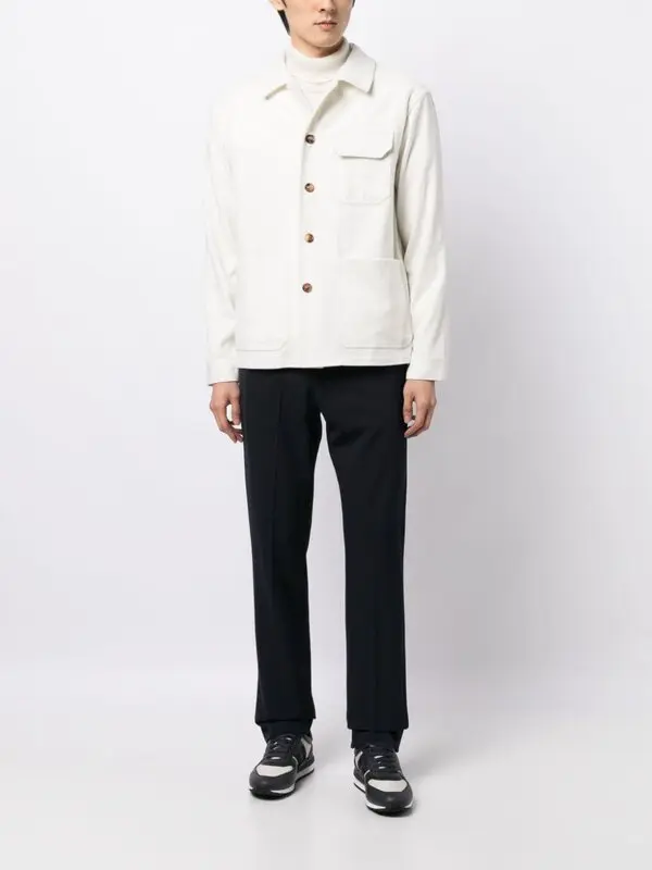 LARDINI Buttoned Cotton Shirt Jacket - White