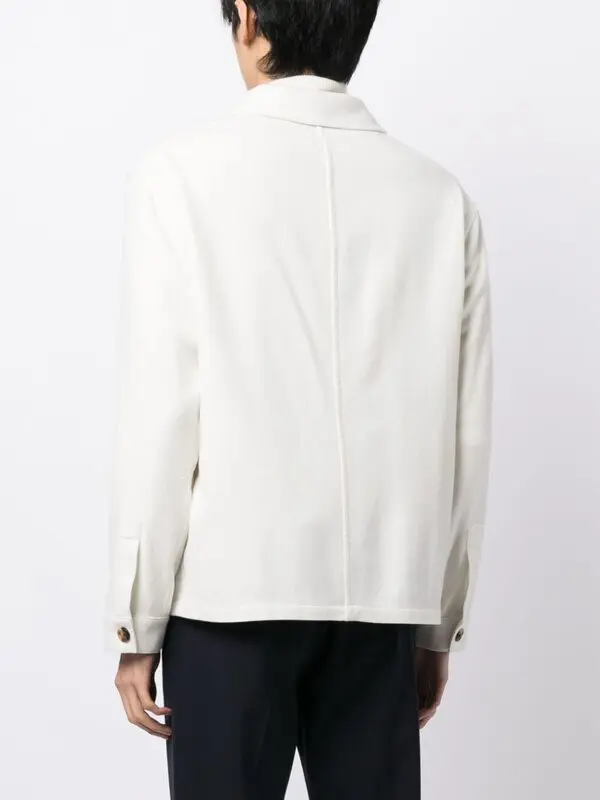 LARDINI Buttoned Cotton Shirt Jacket - White