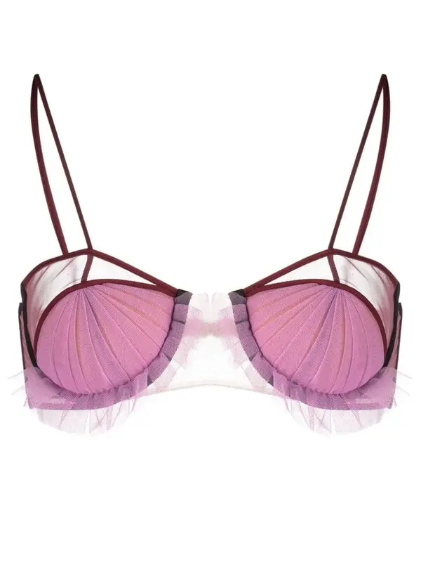 NENSI DOJAKA Panelled Semi-sheer Bra - Purple