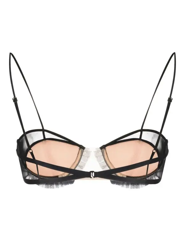 NENSI DOJAKA Panelled Semi-sheer Bra - Black