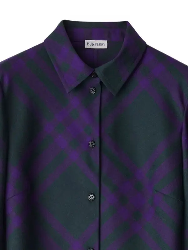 Burberry Checked Wool Shirtdress - Green